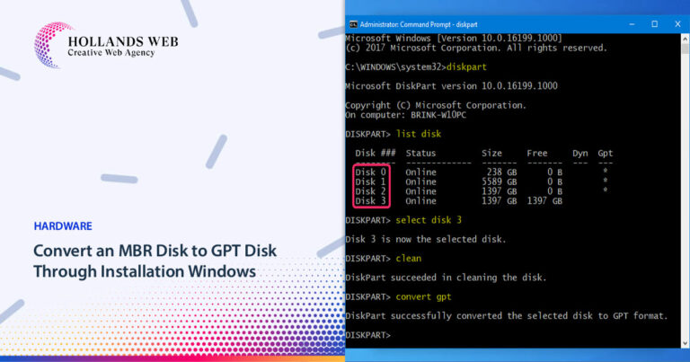 Convert an MBR Disk to GPT Disk Through Installation Windows - Hollands Web